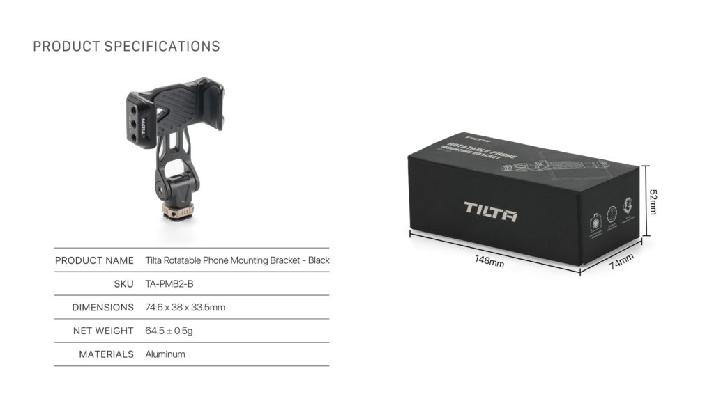 Tilta Rotatable Phone Mounting Bracket - Black | Tilta